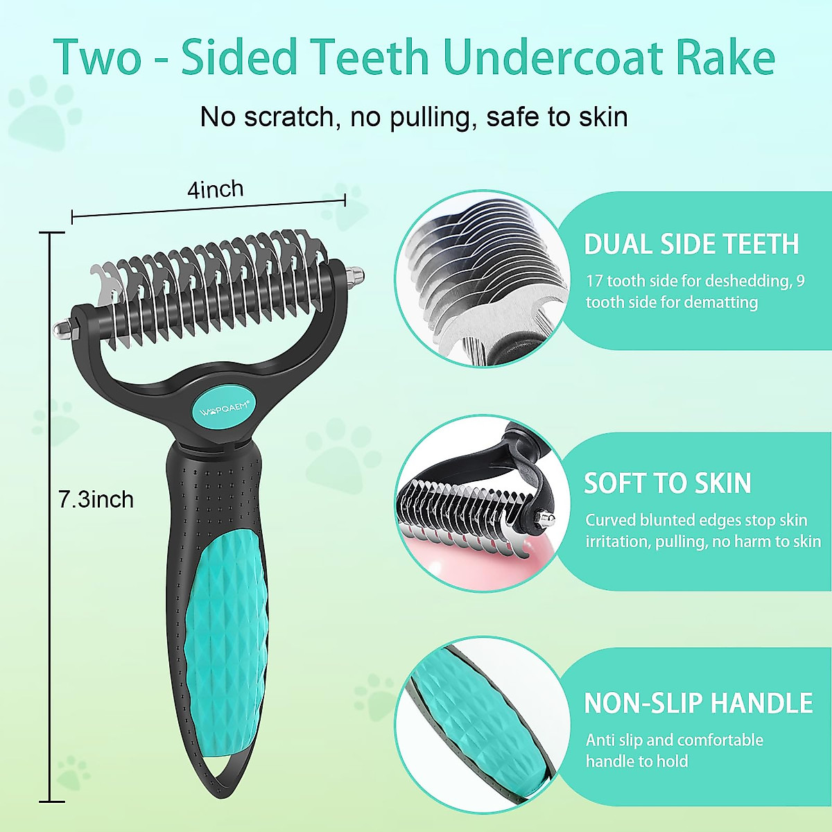 WOPQAEM Dog Brush Kit for Grooming Short & Long Haired Dogs & Cats, 5 in 1 Pet Grooming Set for Small Animals, 5 PCS Puppy Self-Cleaning Slicker Brush and Pet Comb for Shedding Medium & Large Dogs