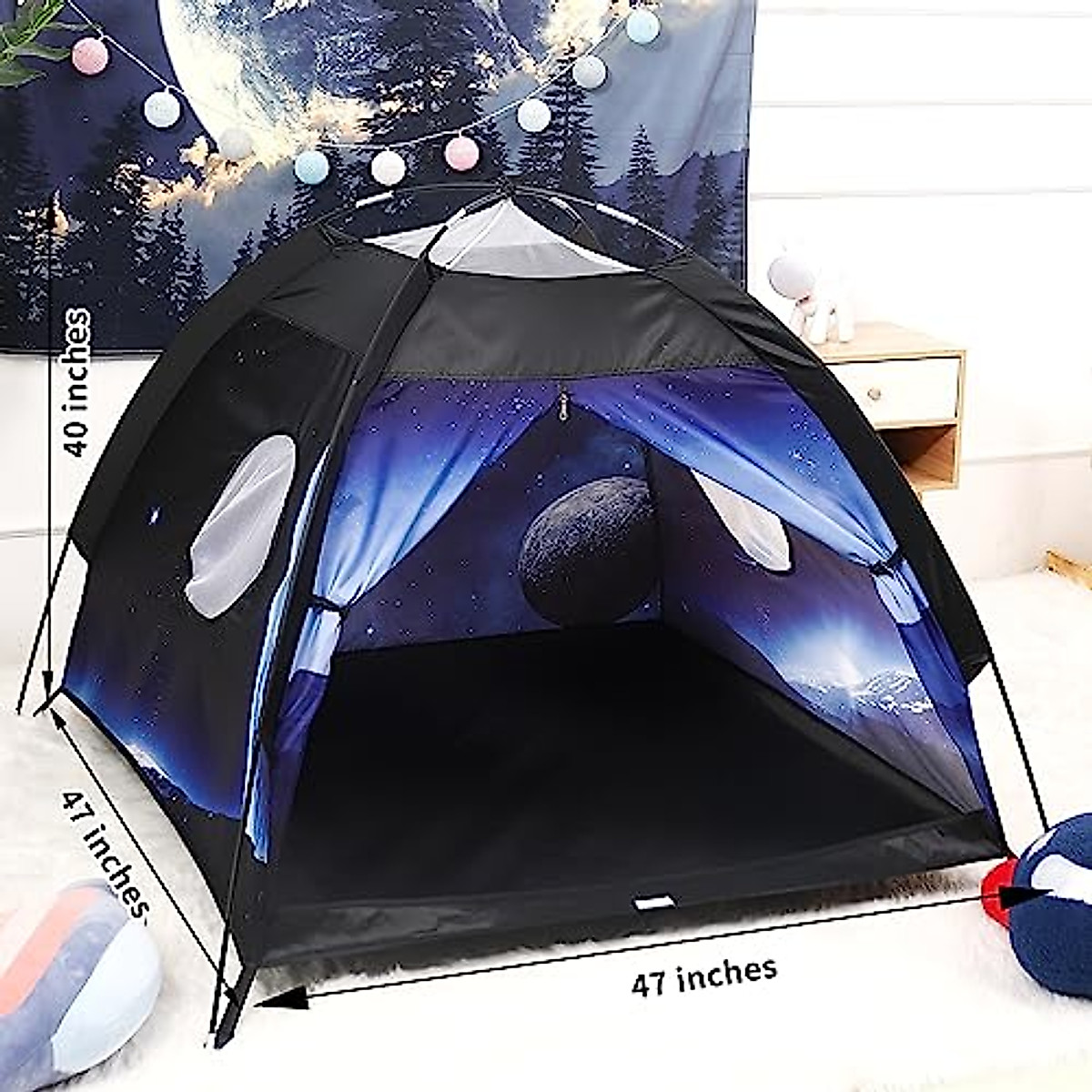 Kids Play Tent Lucky Castle Playhouse for Boys and Girls Easy Fun Dome Tent Camping Playground Pop Up Tent for Kids Indoor and Outdoor Imaginative Play Perfect Kid's Gift (World Stars)