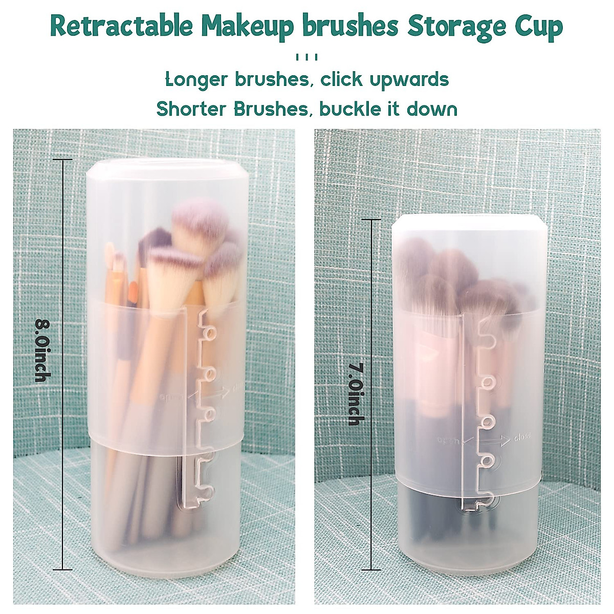 OCHEAL 2 Pack Transparent Plastic Makeup Brush Holders, Dual Use, Lightweight, Spacious
