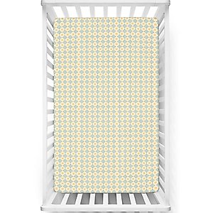 Vintage Themed Fitted Crib Sheet,Standard Crib Mattress Fitted Sheet Ultra Soft Material-Great for Boy or Girl Room or Nursery,28“ x52“,Pastel Brown Pale Slate Blue Champagne