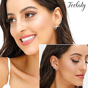 Small Silver Hoop Earrings- 3 Pairs of Hypoallergenic Cartilage Earring Hoop Sterling Silver Hoop Earring for Women Men (8mm 10mm 12mm)