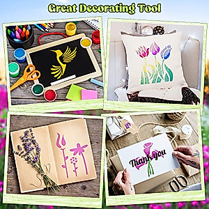 60 Pieces Stencil for Painting Reusable Stencils Wall Stencil DIY Craft Template Paint Stencils for Painting on Wood Wall Home Decor(Flowering Plants)