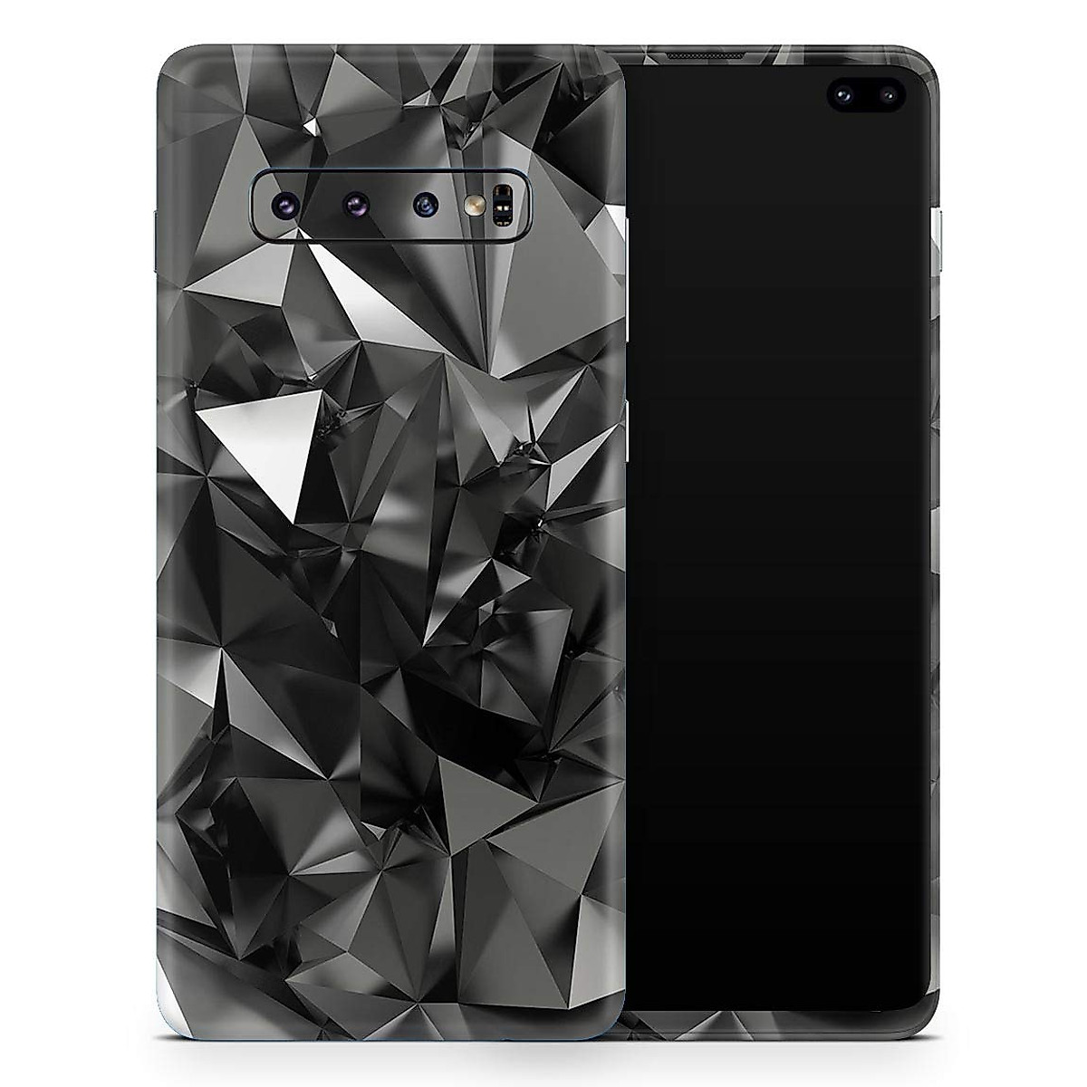 DesignSkinz Black 3D Diamond Surface Protective Vinyl Decal Wrap Skin Cover Compatible with The Samsung Galaxy S20 (Screen Trim & Back Glass Skin)