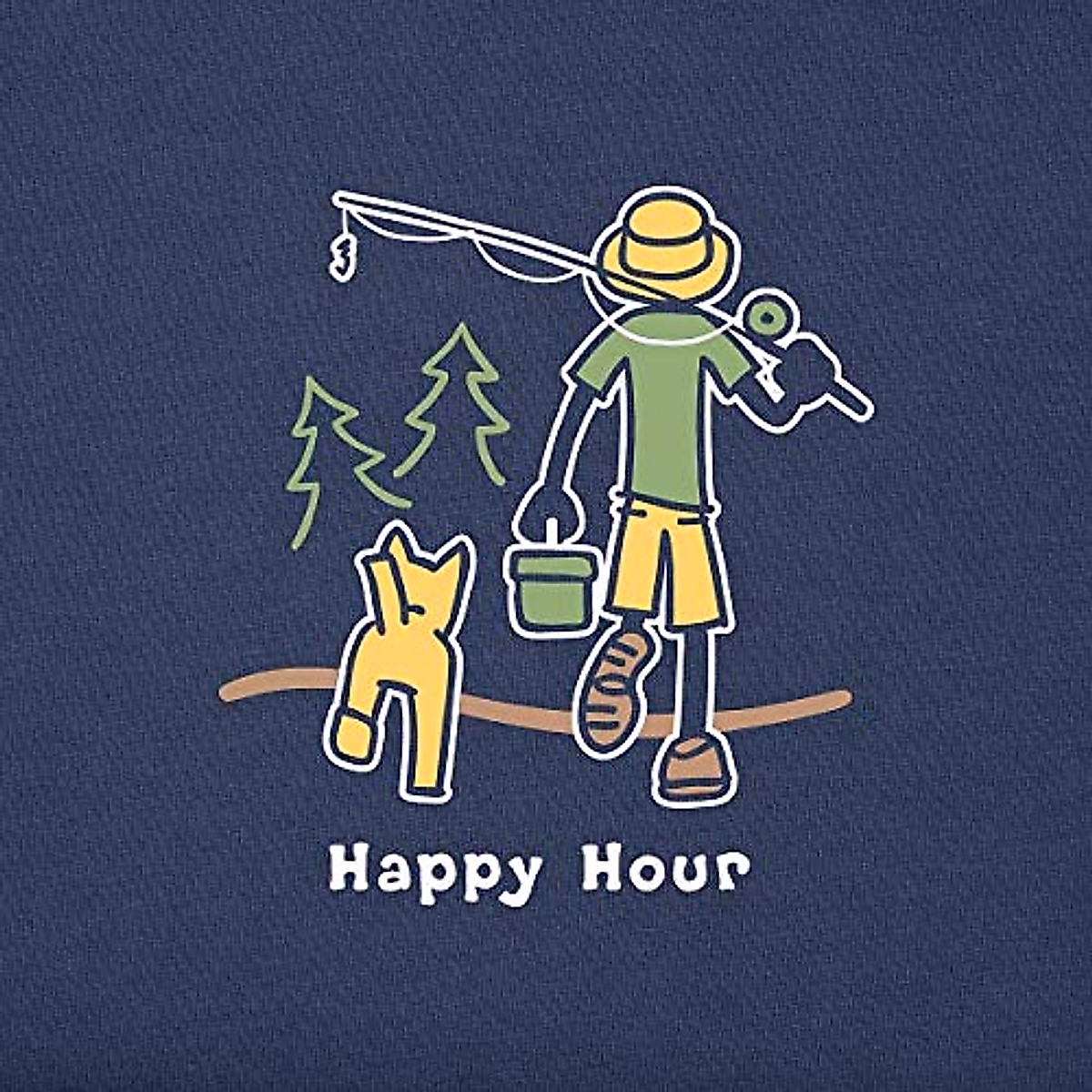 Life is Good Men's Crusher T, Short Sleeve Cotton Graphic Tee Shirt, Happy Hour Fishing, Darkest Blue, X-Large