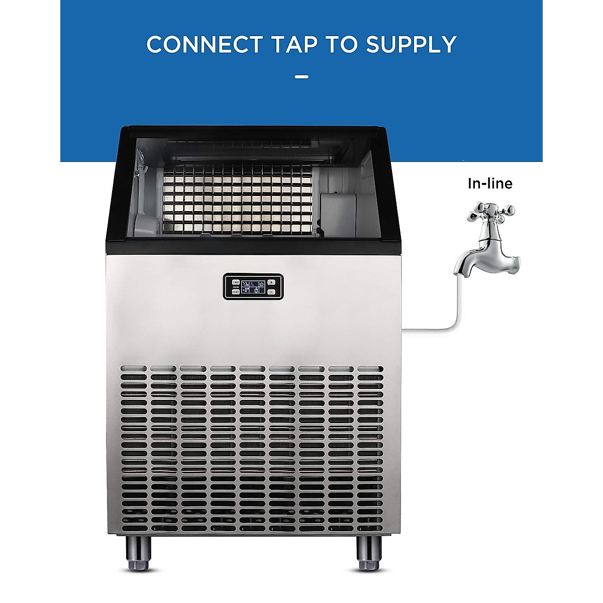 ADT Ice Mahcine Stainless Steel Under Counter Freestanding Commercial Ice Maker Machine for Home/Kitchen/Office/Restaurant/Bar/Coffee (270LB, Single-Water Inlet)