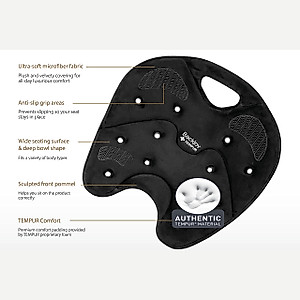 BackJoy Plus TEMPUR Posture Seat | Ergonomic Pressure Relief, Hip & Pelvic Support to Improve Posture | TEMPUR Comfort Foam | Home, Office Chair, Car Seat | Fits M - XL HIPS