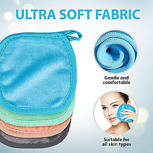 Orighty Reusable Makeup Remover Pads 24 Pack, Microfiber Makeup Remover Cloths Cotton Rounds, Eco-friendly Face Pads for All Skin Types, Makeup Wipes for Facial Cleansing, Ideal for Women 5 x 5’’