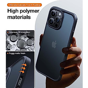TORRAS 𝗨𝗽𝗴𝗿𝗮𝗱𝗲𝗱 Shockproof iPhone 14 Pro Max Case, Military Grade Drop Protection, Silicone iPhone 14 Pro Max Case, Slim Thin Semi-Clear iPhone 14 Pro Max Phone Case, Black-Guardian Series