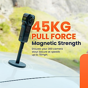 Best360 Black Rubber Coated 88MM Circular Magnetic Camera Mount and 10CM Aluminium Spacer, Compatible with Insta360 X4/X3/ONE X2/ONE RS/ONE RS-1 INCH/GoPro/AcePro, Car 360 Action Camera Mount