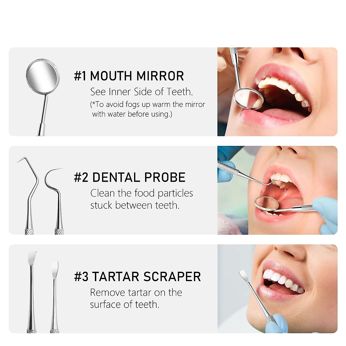 Plaque Remover for Teeth Portable Dental Tools Stainless Steel Dental Picks for Teeth Cleaning Oral Care for Adults Kids and Pets Tartar Remover for Teeth with Case for Daily Use