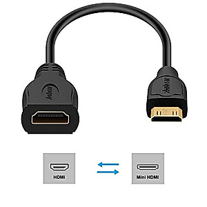 Anbear Mini HDMI to HDMI Adapter, Mini HDMI to HDMI Cable 4K×2K for DSLR Camera,Laptop, Camcorder, Tablet and Graphics Video Card