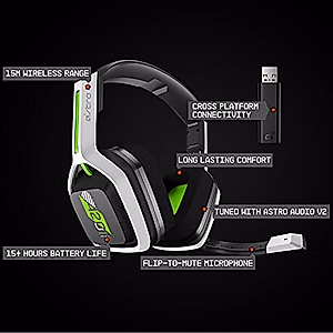 ASTRO Gaming A20 Wireless Headset Gen 2 for Xbox Series X | S, Xbox One, PC & Mac - White /Green