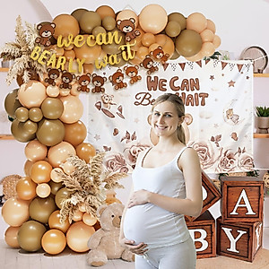 Bearly Wait Baby Shower Decorations, Brown Balloon Garland Arch Kit, Balloon Boxes With Letters, Bearly Wait Banner Backdrop for Boho Gender Reveal Bear Theme Birthday Baby Shower Party Decorations