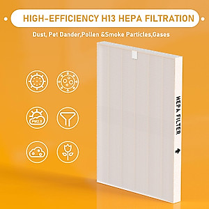 Allisfresh 116130 True HEPA Replacement Filter H Compatible with Winix 5500-2 Air Cleaner Purifier and Models AM80, 3 Pack HEPA Filter only
