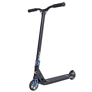 Xspec Pro Stunt Kick Scooter, Unique Oil Slick Anodized Design Trick Scooter, Matte Black Frame, Purple Rainbow Neo Chrome