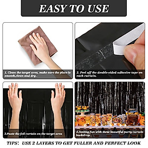 3 Pack Black Halloween decorations,Halloween Party Decorations,3.28 x 9.84 ft Halloween backdrop Curtain Fringe Tinsel Birthday Decor Party Streamers Party Supplies for Wedding Black Party Decorations