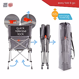 POP Design The Hot Seat, USB Heated Portable Camping Chair, Perfect for Outdoor, Sports, Beach, or Picnics. (Battery Pack Not Included)