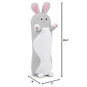 MIAOHAHA Long Bunny Rabbit Plush Toy Doll, Long Rabbit Stuffed Animal Hugging Pillow Hugging Pillow Gift for Kids and Girls(Gray Rabbit,90cm/35.4in)