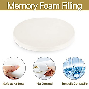 Round Memory Foam Chair Cushion, Non Slip Durable Waterproof Seat Cushion Ultra Soft Removable Chair Pad Meditation Pillows Floor Cushion Great for Kitchen Garden Patio-White-40x40cm(16x16in)