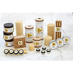 8 Inch Hand-Rolled Beeswax Taper Candles - Little Bee of Connecticut (Single Pair)