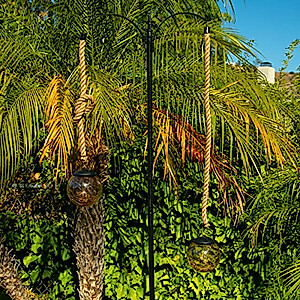 Exhart 2 Solar Hanging Ball Lights, 20 LEDs, Glass w/Rope, Durable Garden Décor Lights, 2pc, 6"x38"