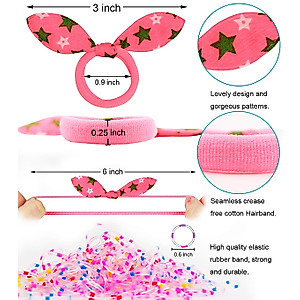YASUNMI 50pcs Children Hair Ties+200pcs Rubber Bands, Cute Toddler Rabbit Ear Hair Ties, Seamless No Crease Elastic Cotton Bows Ponytail Holders Hair Accessories for Baby Toddler, Kids, Teens