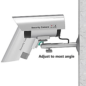 WALI Bullet Dummy Fake Surveillance Security CCTV Dome Camera Indoor Outdoor with one LED Light Warning Security Alert Sticker Decals (TC-S4), 4 Packs, Silver