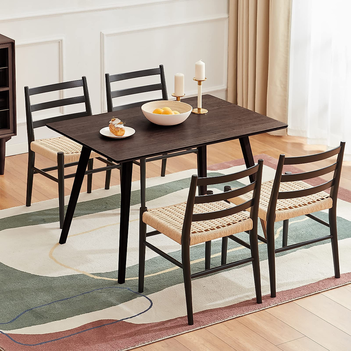 STARY Wood Rattan Dining Room Chairs with Comfortable Woven Seat,Fully-Assembled