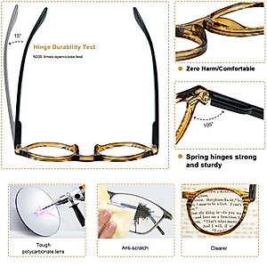 AMILLET 3-Pack Retro Round Reading Glasses Men Women Spring Hinges Lightweight Quality Readers, Pattern Design Glasses for Reading +1.50