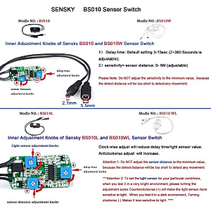 Sensky BS010W DC 12v to 30v PIR Motion Activated Sensor Switch DIY LED Lighting ( Delay Time, Sensor Distance Adjustable )