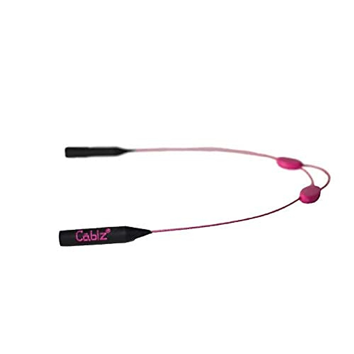 Cablz Colorz Zipz Adjustable Eyewear Retainer Strap | Lightweight, Low Profile, Coated Stainless, 14 Inch (Black/Pink)