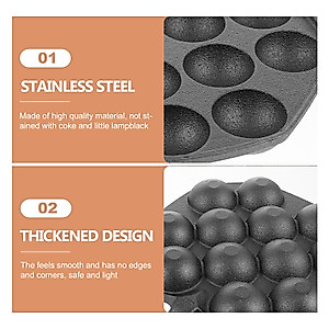 Hemoton Pans Grill Pan 19 Holes Baking Tray Cast Iron Nonstick Cooking Plate Pancakes Plate Octopus Balls Baking Maker for Quail Egg Octopus Black Nonstick Frying Pan Nonstick Frying Pan