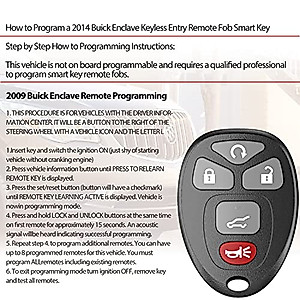 Replacement Fits for Chevy Suburban Tahoe Traverse 2007 2008 2009 2010 2011 2012 2013| Cadillac Escalade 2007-2010| Buick Enclave 2008-2017 Car Keyless Entry Remote Fob Self-Programming (Pack of 2)