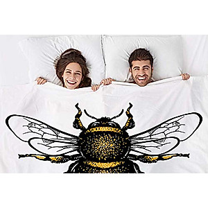 Mugod Throw Blanket Hand Drawn Bumblebee Sketch Isolated on White Background Decorative Soft Warm Cozy Flannel Plush Throws Blankets for Baby Toddler Dog Cat 30 X 40 Inch