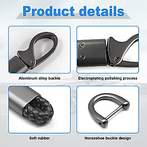 Augeny 2PCS Car Key Fob Keychains, 360 Degrees Rotatable Leather Keys Chain Holder with Anti-Lost D-Ring, Universal Sturdy Metal Key Chains with Screwdriver for Women and Men （Black）