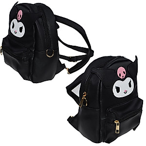 ALORVE Anime Cute Cartoon Bag Cosplay Shoulder Bag Backpack Handbag PU Schoolbags for Kids Girls Fans(BLACK)
