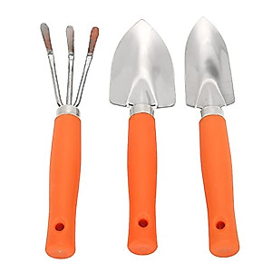 Uxsiya Gardening Tool Set, Garden Hand Tools Orange Narrow Shovel Practical Stainless Steel for Bonsai Pl