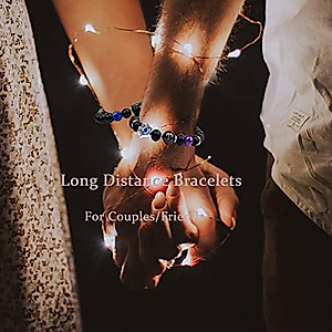 Yomlry 2Pcs Zodiac Bracelet 8MM Beaded Evil Eye Bracelet Spiritual Healing Crystal Bracelet for Women Men 12 Constellation Bracelet Zodiac Sign Horoscope Gift Hamsa Protection Couple Bracelet Set,