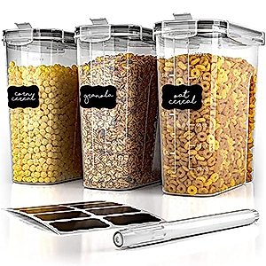 Simply Gourmet Cereal Containers Storage Set - 3 Airtight Dry Food Bins with Lids for Kitchen Pantry