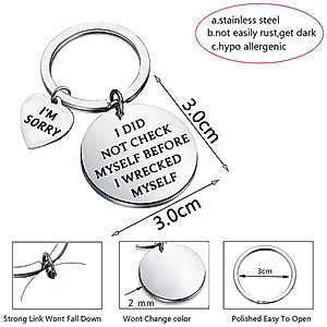 TGBJE I'm Sorry Gift I Did Not Check Myself Before I Wrecked Myself Keychain Forgiveness Gift Apology Keychain Gift For Best Friend (wrecked myself kc)