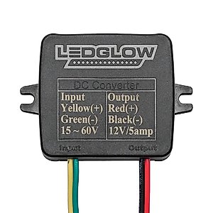 LEDGlow Golf Cart Battery Voltage Reducer for Electric EZGO Yamaha Club Car Golf Carts - Converts 15-60 Volts to 12 Volts for Underglow LED Lighting Kit