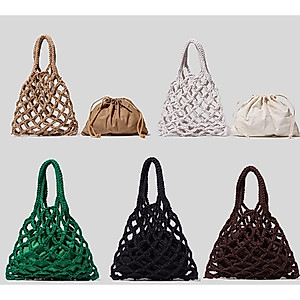 TKFDC Designer Braided Crochet net Bag Women Casual Summer Woven Beach Bucket Tote Bag Purse (Color : D, Size : 22.5 * 26cm)