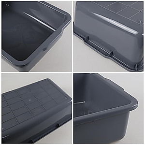 Rosebloom 35 L Plastic Commercial Bus Tub, Gray Plastic Large Bus Box, 4 Packs