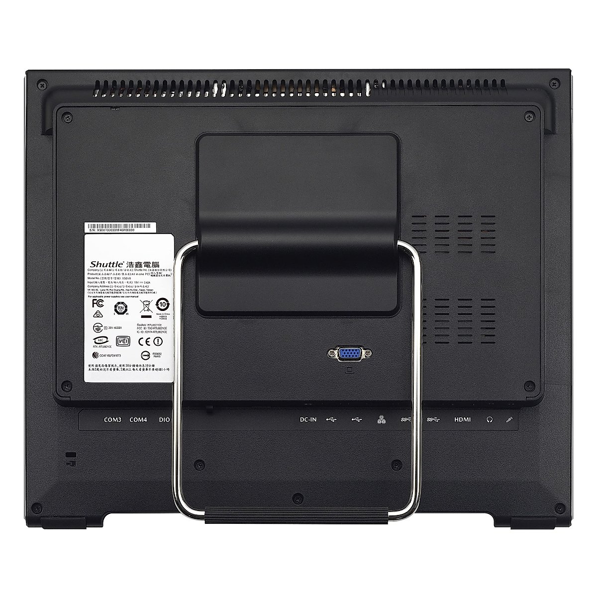 Shuttle XPC AIO X50V8 Black Embedded Intel Celeron 5205U All-in-One Barebone PC, Fanless, IP54 Certified, VESA Compatible, No RAM, No HDD/SSD, No OS