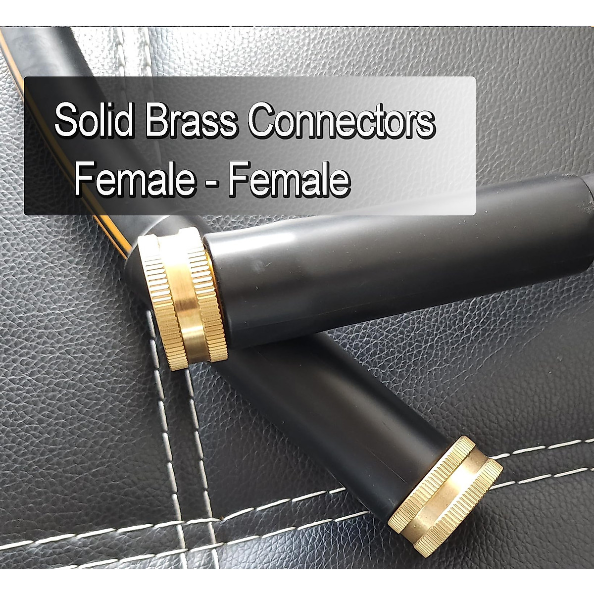 Atlantic Female to Female Heavy Duty Garden Hose 1 ft x 5/8 Inch Black Water Hose Short Connection Leader Hose (1 Foot Female-Female)