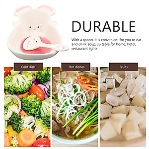 Cabilock Easter Fruit Bowl Easter Bunny Candy Bowl Rabbit Shape Ceramic Sauce Dish Dipping Bowl Snack Appetizer Salad Serving Plate Nut Side Dish With Spoon for Spring Table Decor