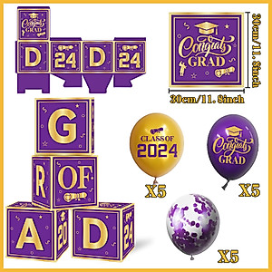 2024 Graduation Decorations Balloon Boxes Set, Class of 2024 Balloon Boxes for Grad Party Supplies, Congrats Grad Boxes for Indoor/Outdoor Graduation Party Decorations