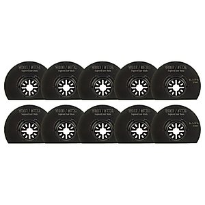 3 1/2" Segmented HSS Oscillating Tool Saw Blade 10 Pack - Universal Arbor for Fein Multimaster, Dremel, Bosch, Craftsman, Rockwell, Makita, Milwaukee and more.