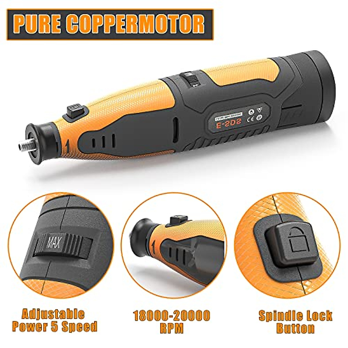 E-SDS Electric Chainsaw Sharpener Kit, Cordless Chain Saw Sharpener Tool 12V Battery Powered with High Speed Diamond Sharpening Wheels Accessories