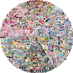 Arme 600 PCS Stickers Pack，Cute Colorful Waterproof Stickers，Vinyl Art Stickers.Stickers for Water Bottles,Skateboards and Notebooks, Laptop Stickers for Teens Girls Kids Adults